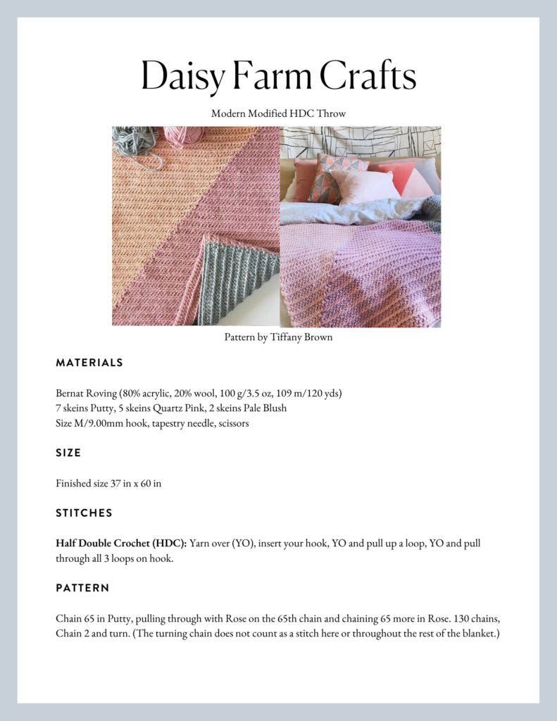 Modern Modified HDC Throw - Daisy Farm Crafts