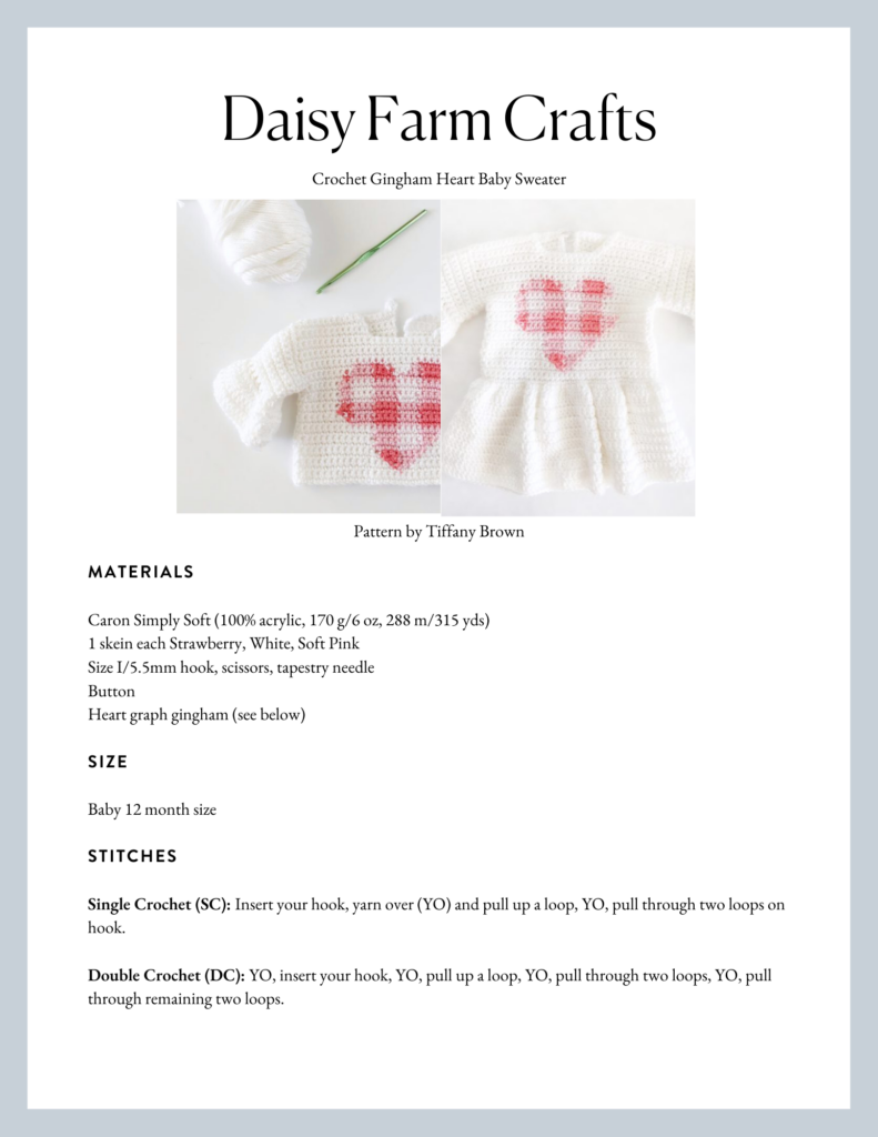 Crochet Gingham Heart Baby Sweater - Daisy Farm Crafts