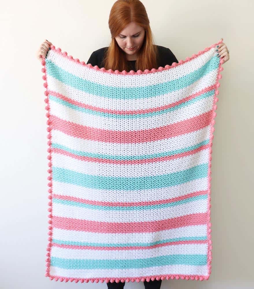 Crochet Striped V-Stitch Blanket - Daisy Farm Crafts