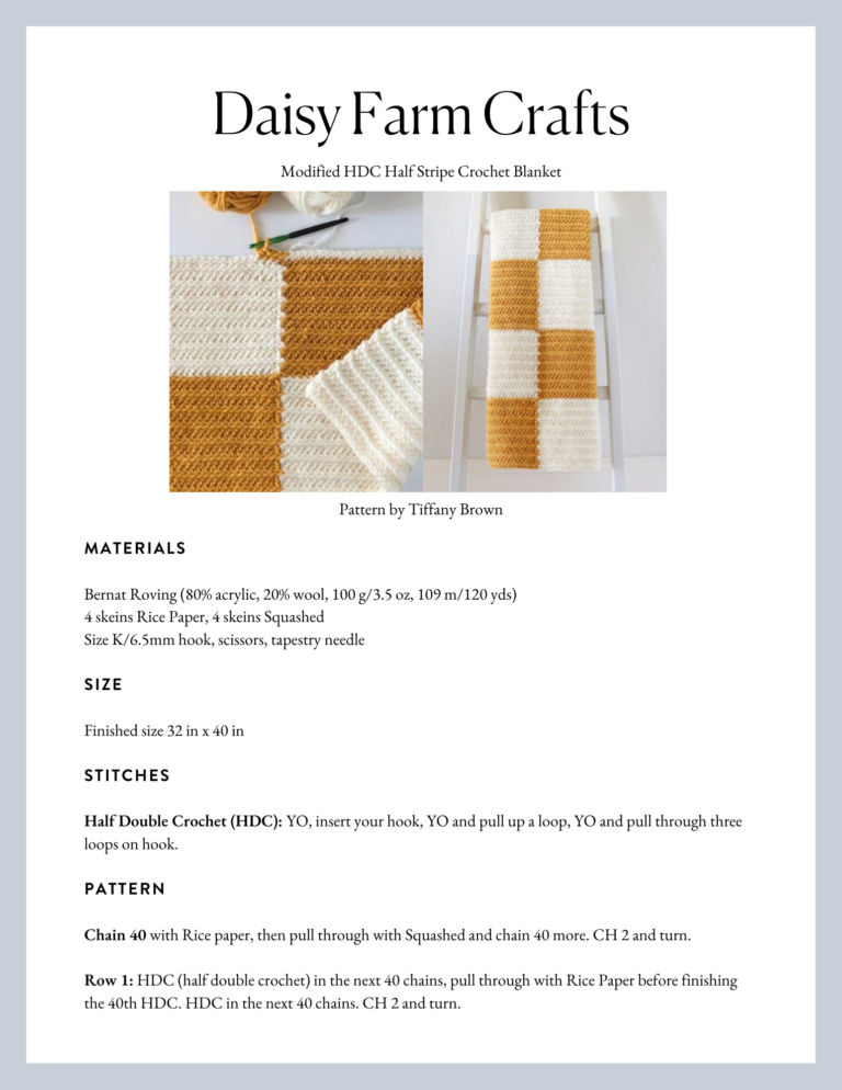 Modified HDC Half Stripe Crochet Blanket - Daisy Farm Crafts