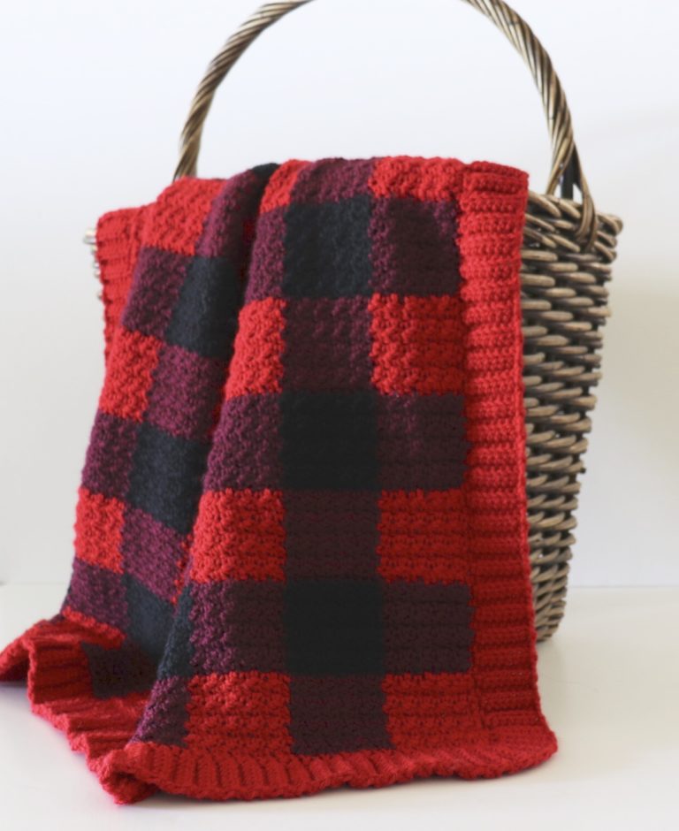 Red Buffalo Check Crochet Blanket - Daisy Farm Crafts