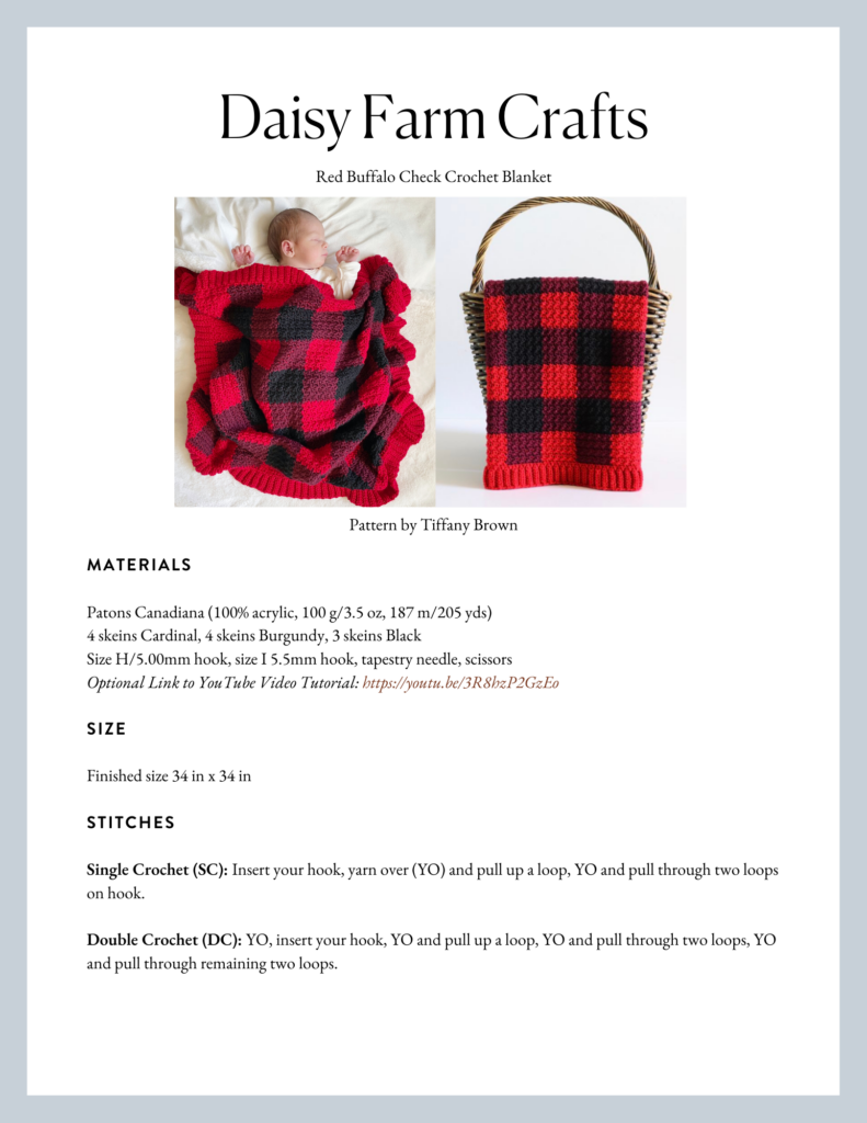 Red Buffalo Check Crochet Blanket - Daisy Farm Crafts