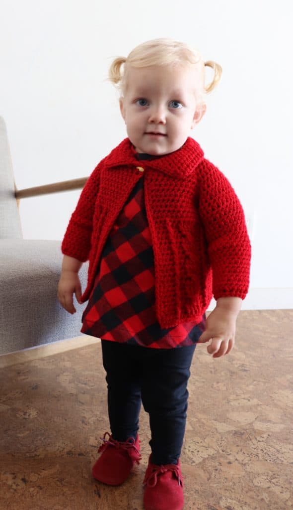 Red Cable Twist Crochet Sweater - Daisy Farm Crafts
