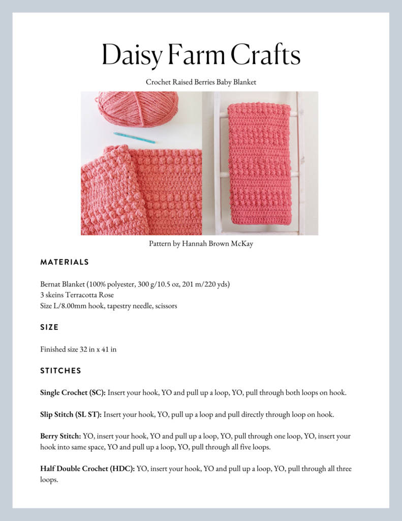 Crochet Raised Berries Baby Blanket - Daisy Farm Crafts