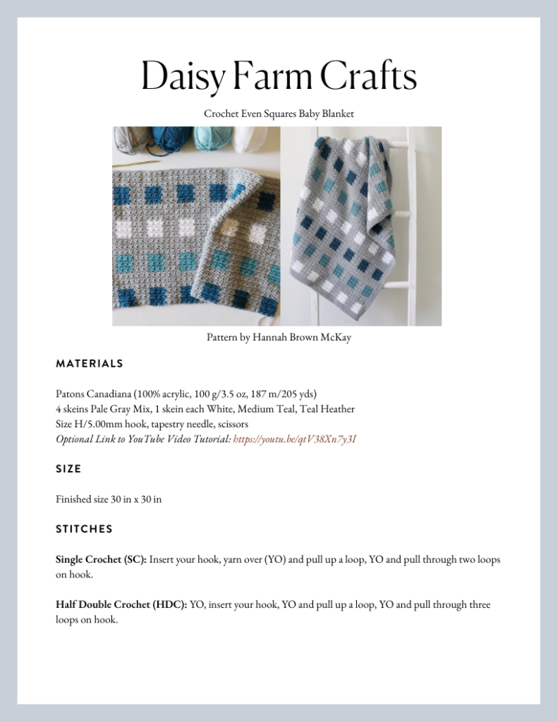 Crochet Even Squares Baby Blanket - Daisy Farm Crafts