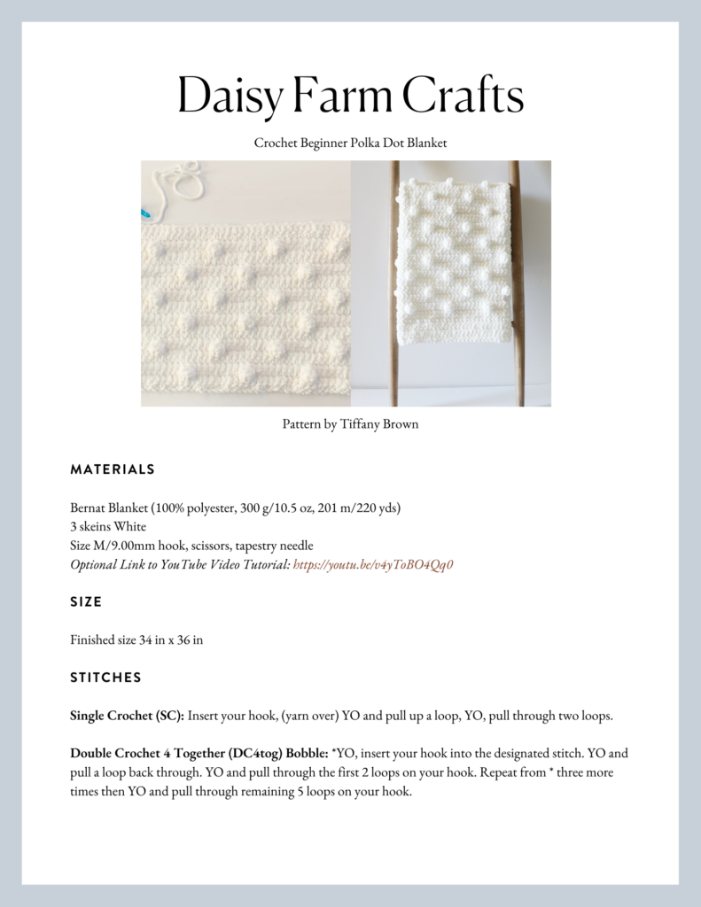 Crochet Beginner Snowball Blanket - Daisy Farm Crafts