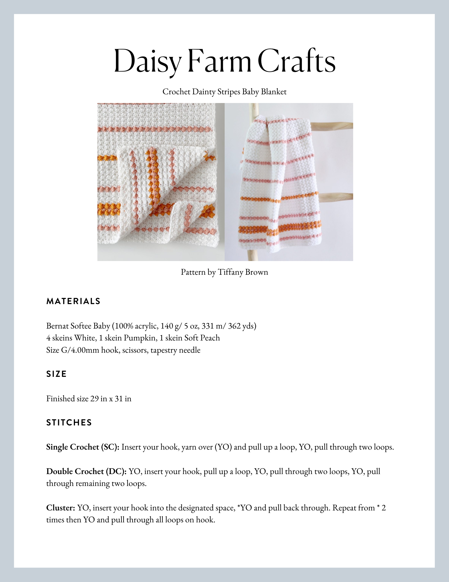 Crochet Dainty Stripes Baby Blanket - Daisy Farm Crafts