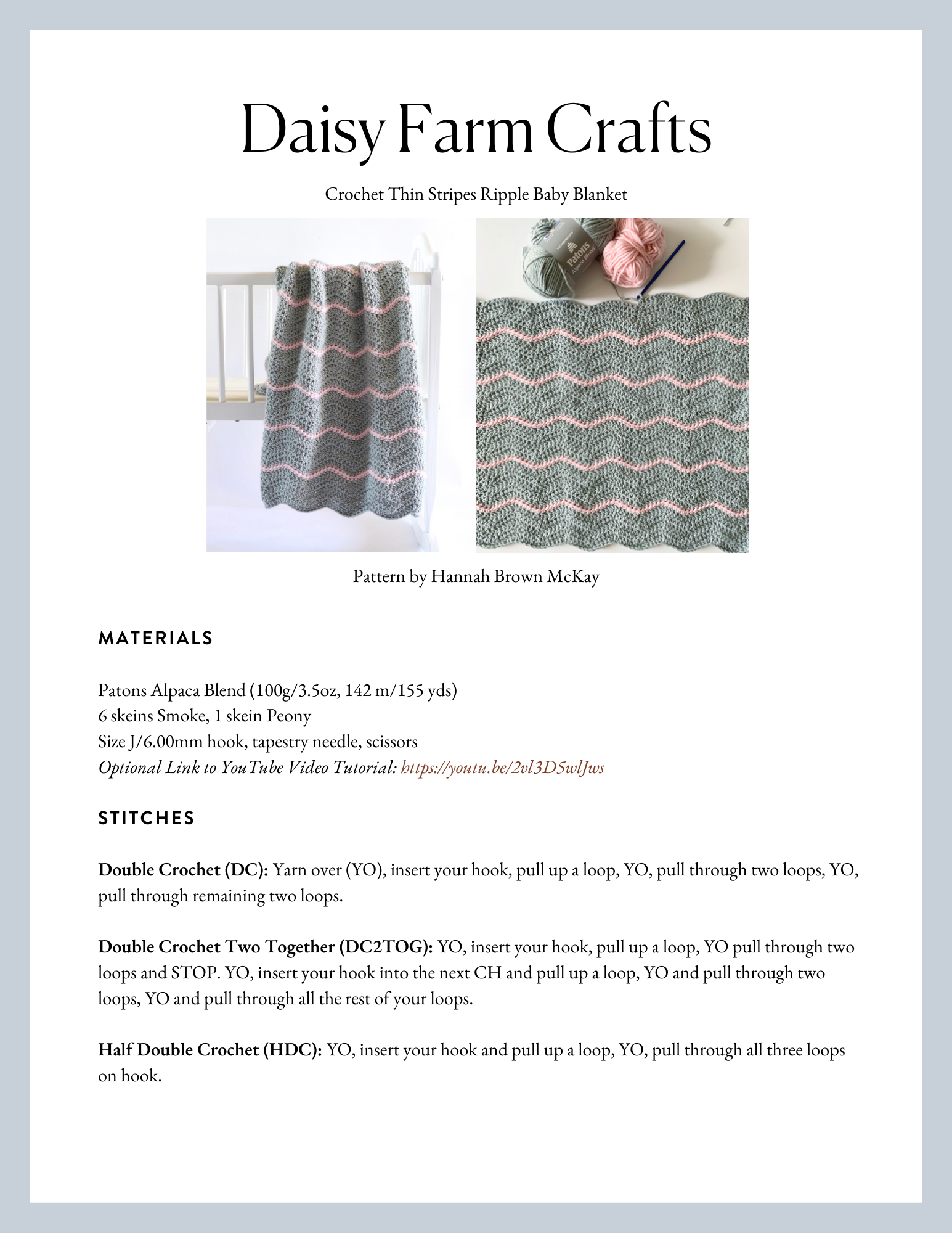 Crochet Thin Stripes Ripple Baby Blanket - Daisy Farm Crafts