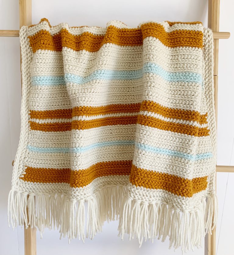 Crochet Vintage Fringe Stripes Blanket - Daisy Farm Crafts