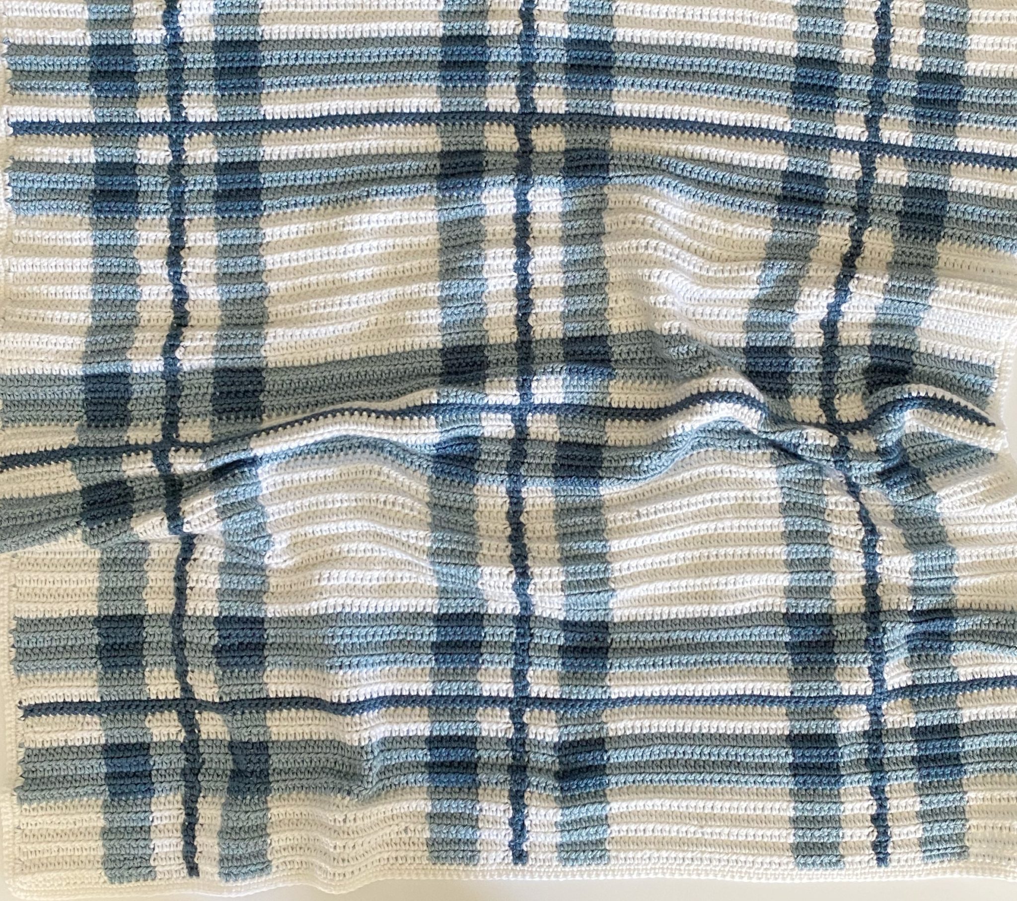 Crochet Blue Plaid Baby Blanket - Daisy Farm Crafts