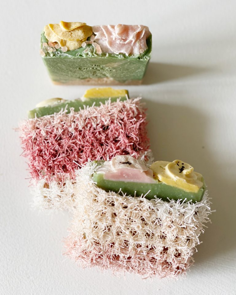 Crochet Scrubby Stripes Soap Pocket - Daisy Farm Crafts