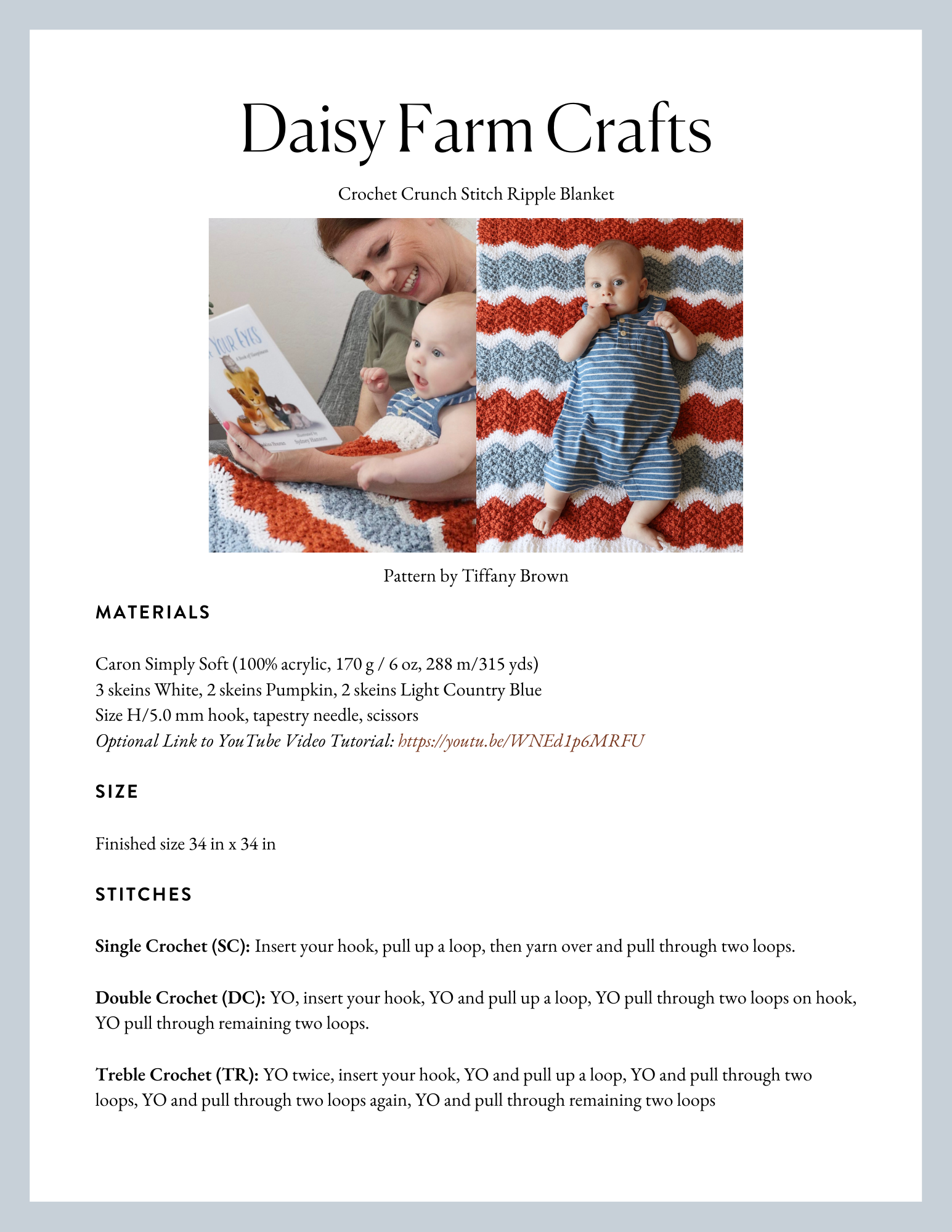 Crochet Crunch Stitch Ripple Blanket - Daisy Farm Crafts