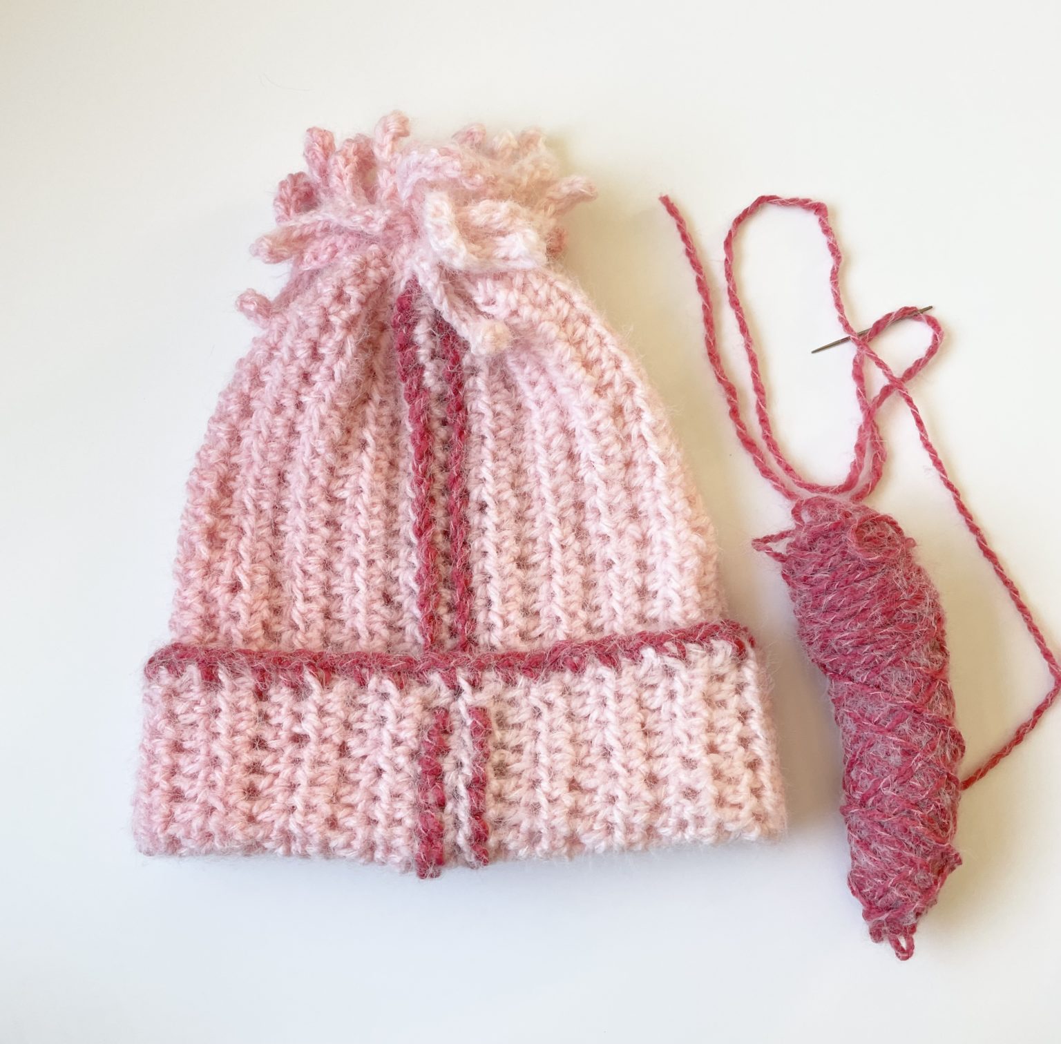 Crochet Caron O'Go Halo Rose Gold Hat and Scarf - Daisy Farm Crafts