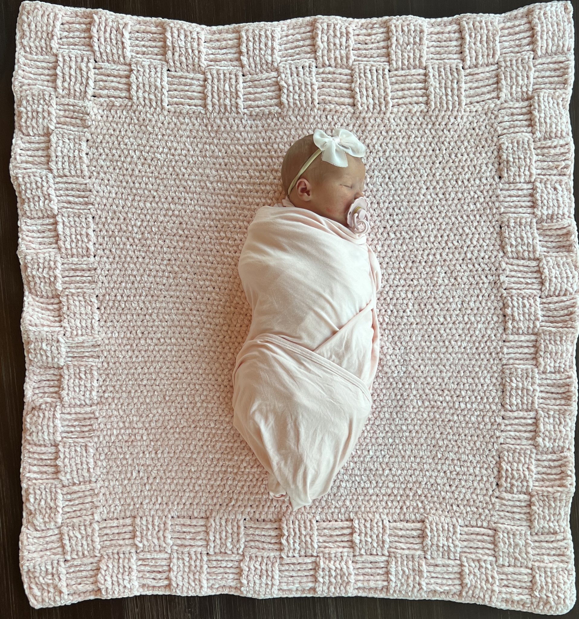 Crochet Basketweave Edge Velvet Blanket-announcing baby Kate Tiffany ...