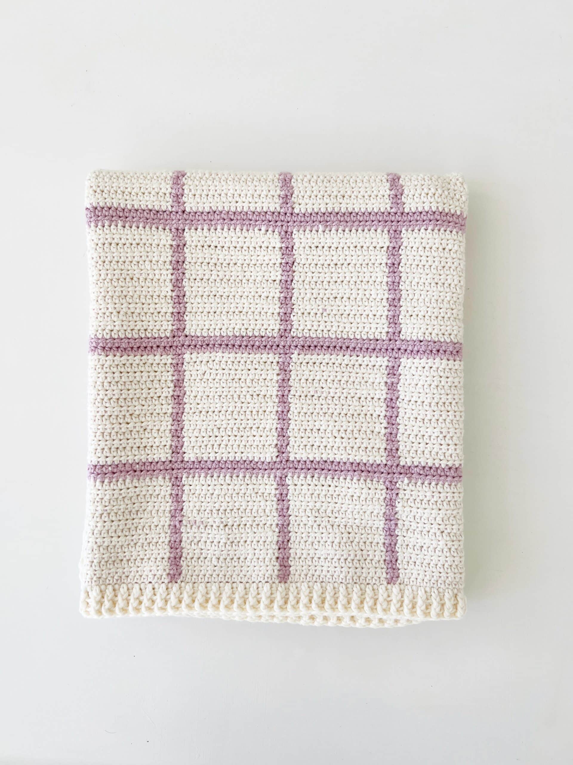 Crochet Cotton Windowpane Baby Blanket - Daisy Farm Crafts
