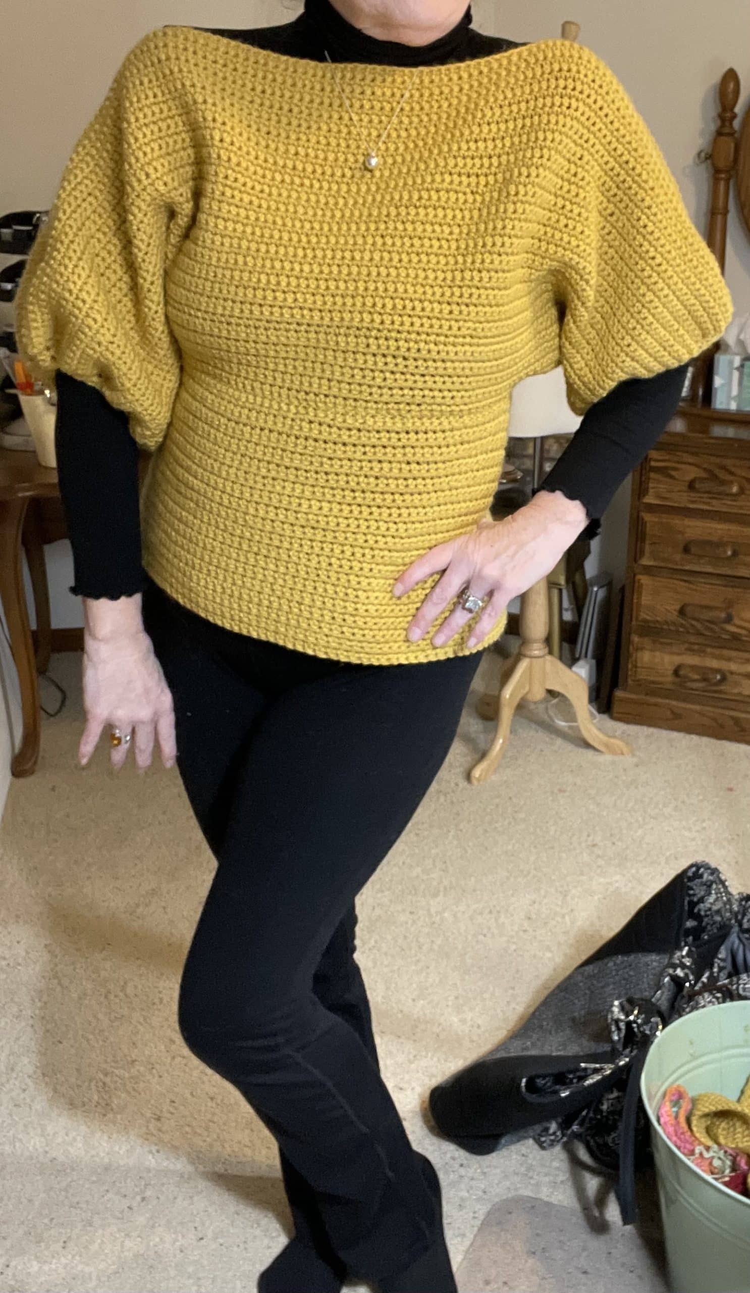 Easy Single Crochet Three Panel Sweater w/ Bubble Sleeves - Daisy Farm ...