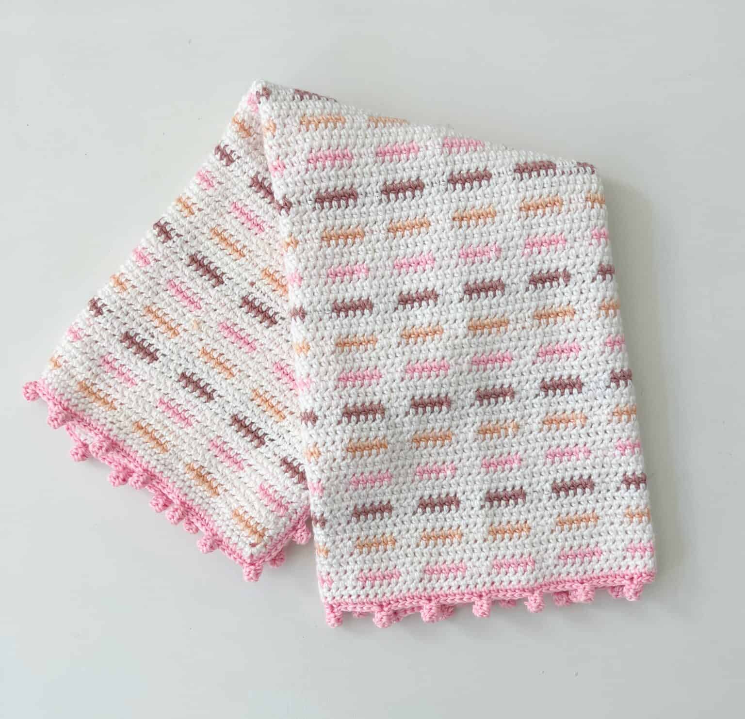 Crochet Mini Dash Baby Blanket with Pom Pom Border - Daisy Farm Crafts