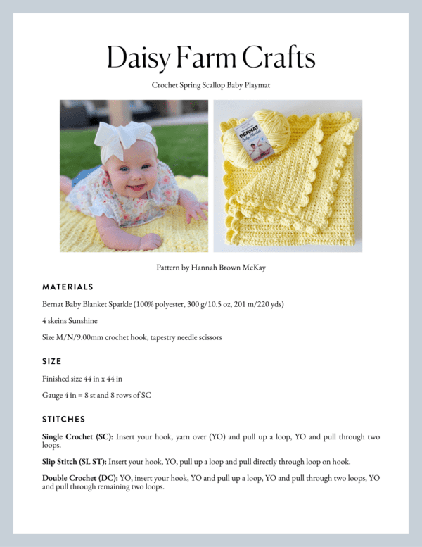 Crochet Spring Scallop Baby Playmat - Daisy Farm Crafts