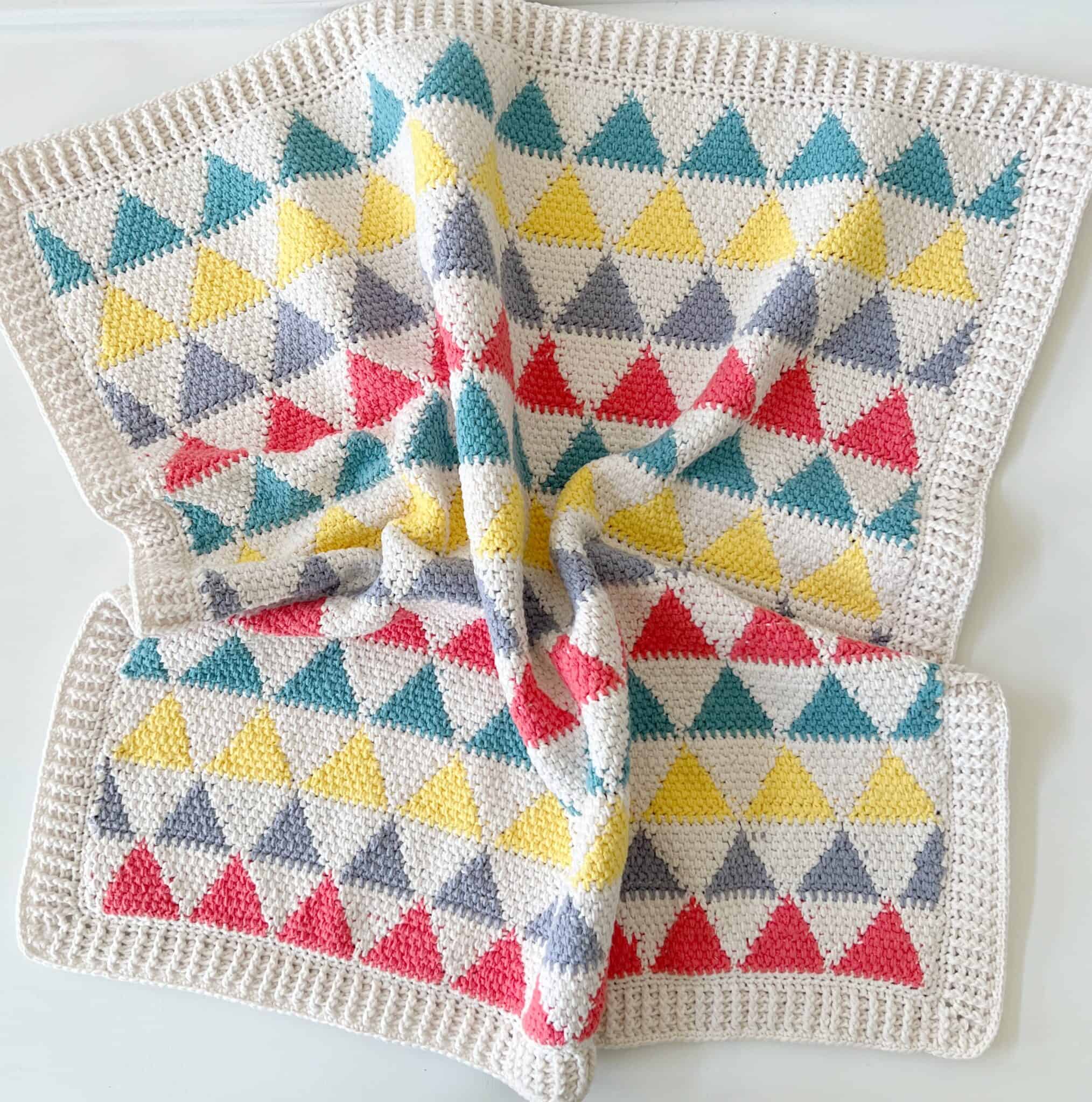 Crochet Colorful Triangles Baby Blanket - Daisy Farm Crafts