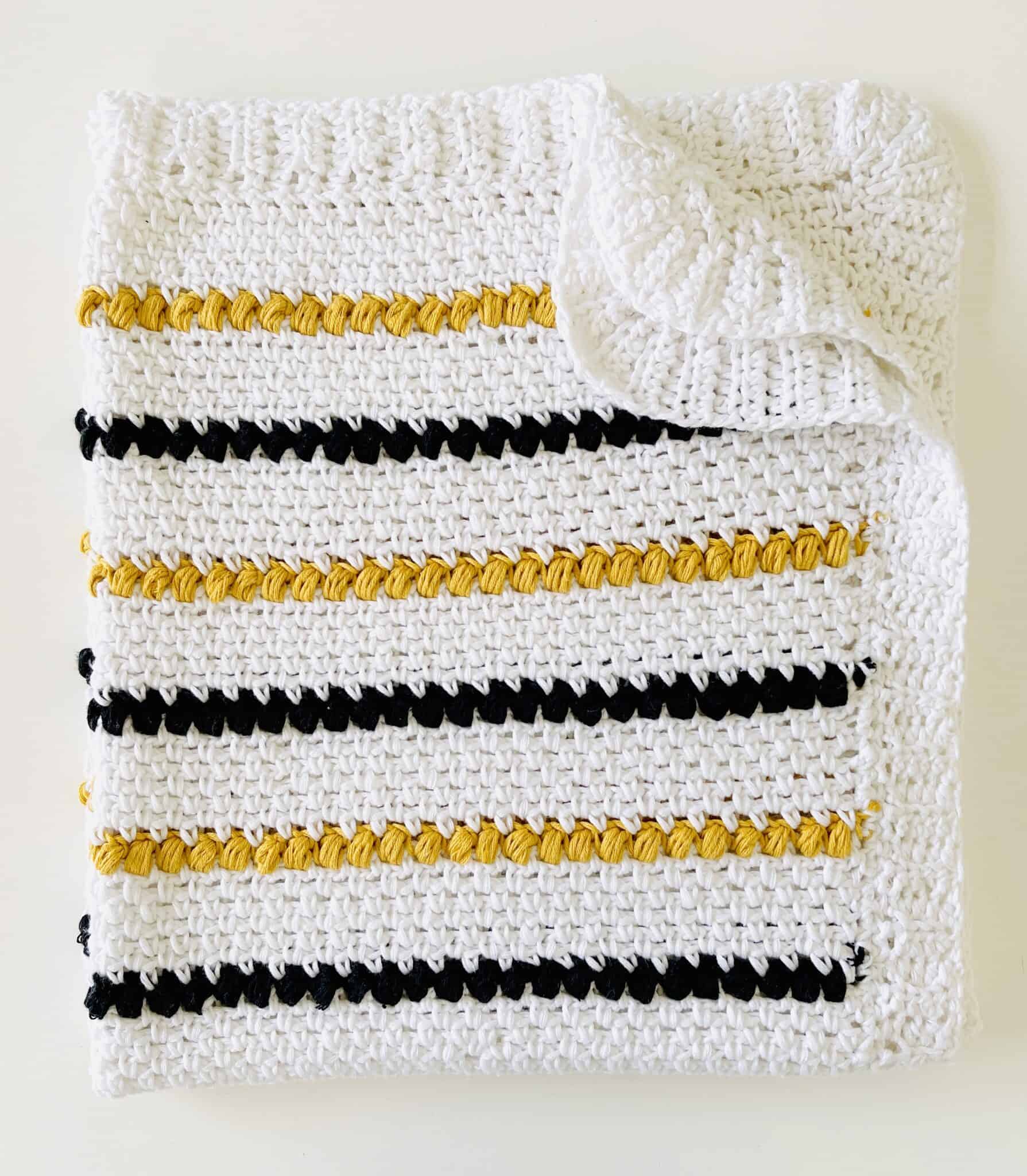 Crochet Bumble Bee Stripes Baby Blanket - Daisy Farm Crafts