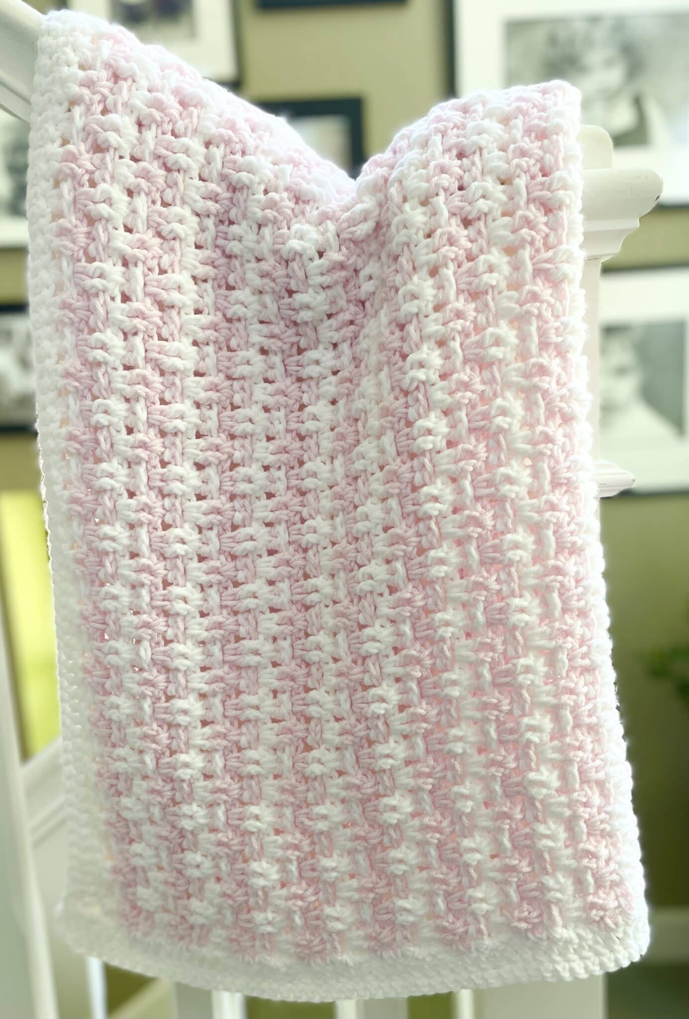 Crochet Diamond Weave Two Color Baby Blanket - Daisy Farm Crafts