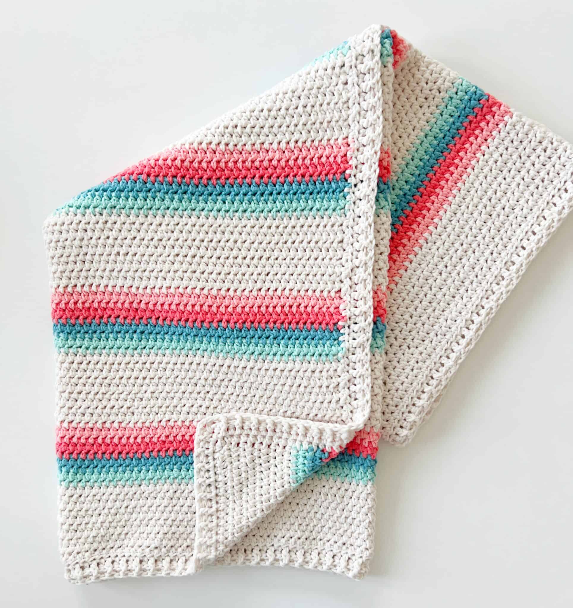 Crochet Easy Summer Fun Stripes Baby Blanket - Daisy Farm Crafts