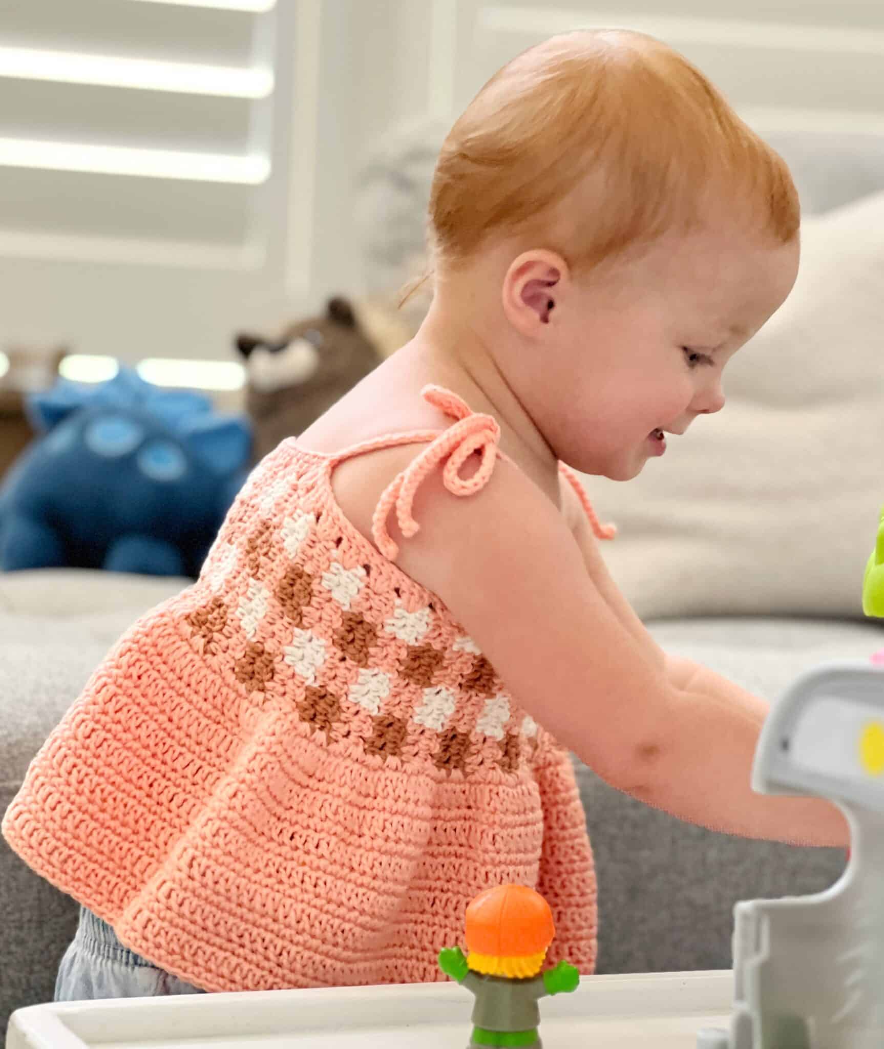 Crochet Gingham Swing Top (Size 24 months) - Daisy Farm Crafts