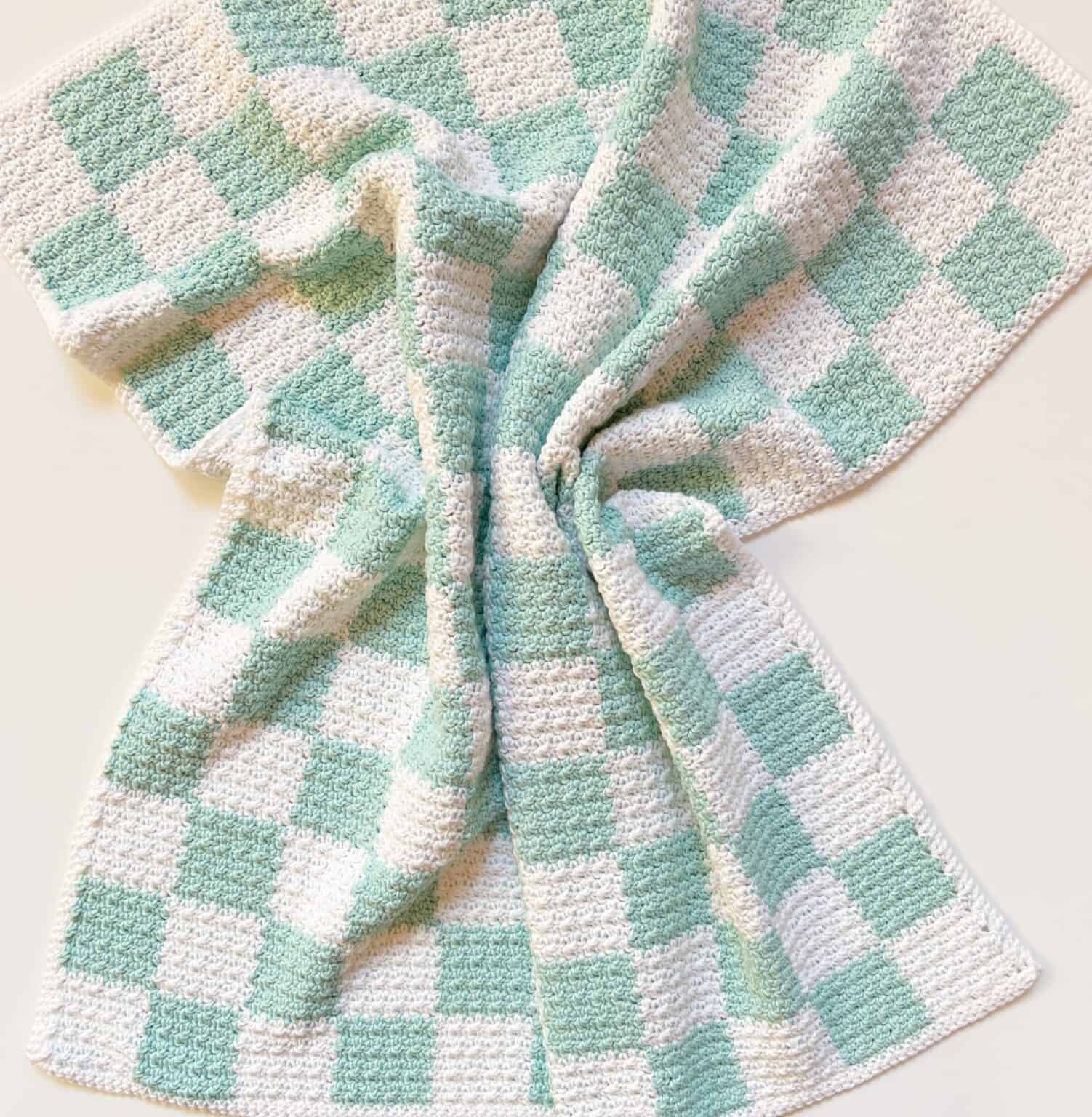 Crochet Griddle Stitch Checkerboard Baby Blanket - Daisy Farm Crafts