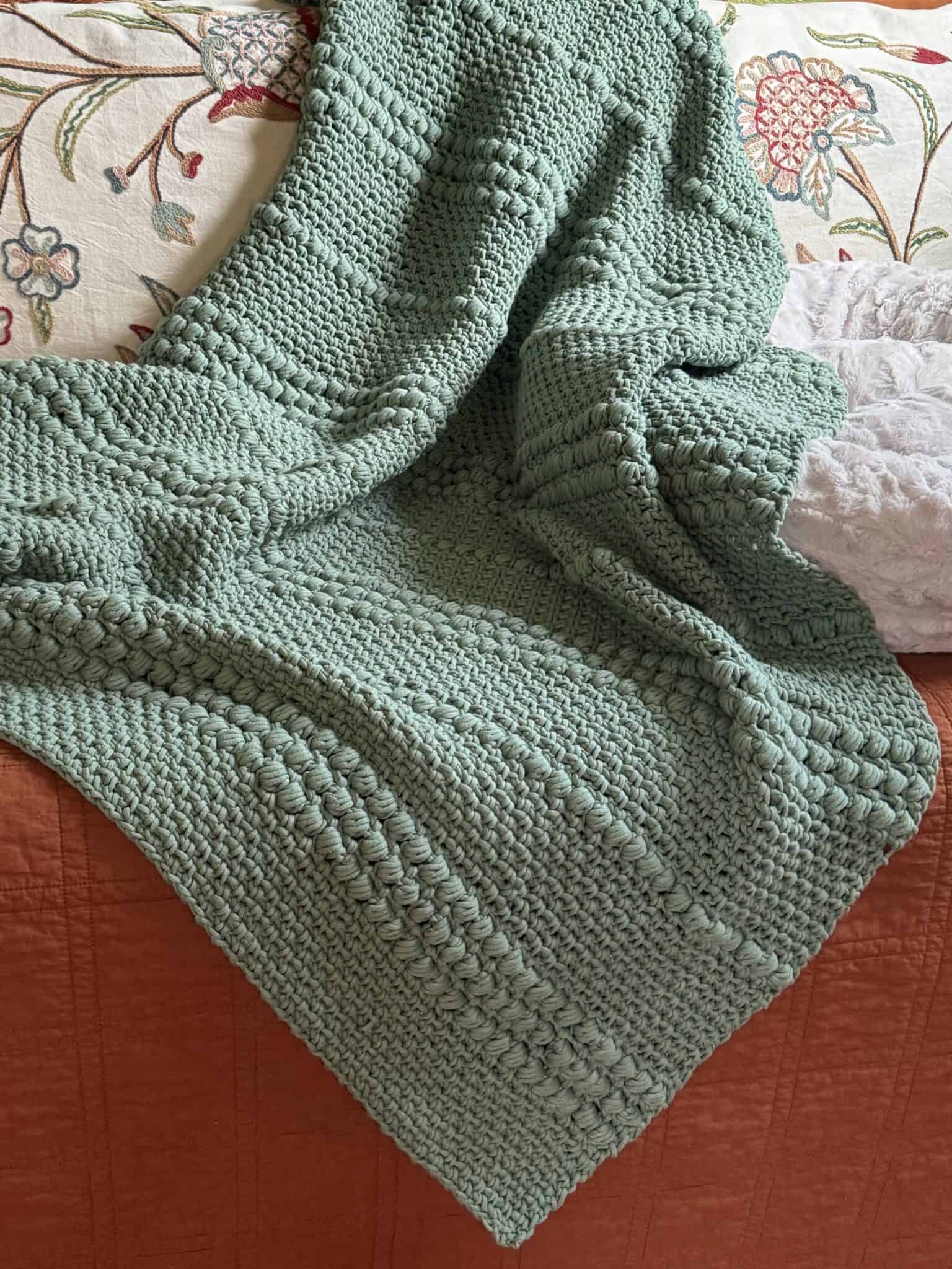 How to Crochet the Bernat Maker Moss and Puff Stitch Throw - Daisy Farm ...
