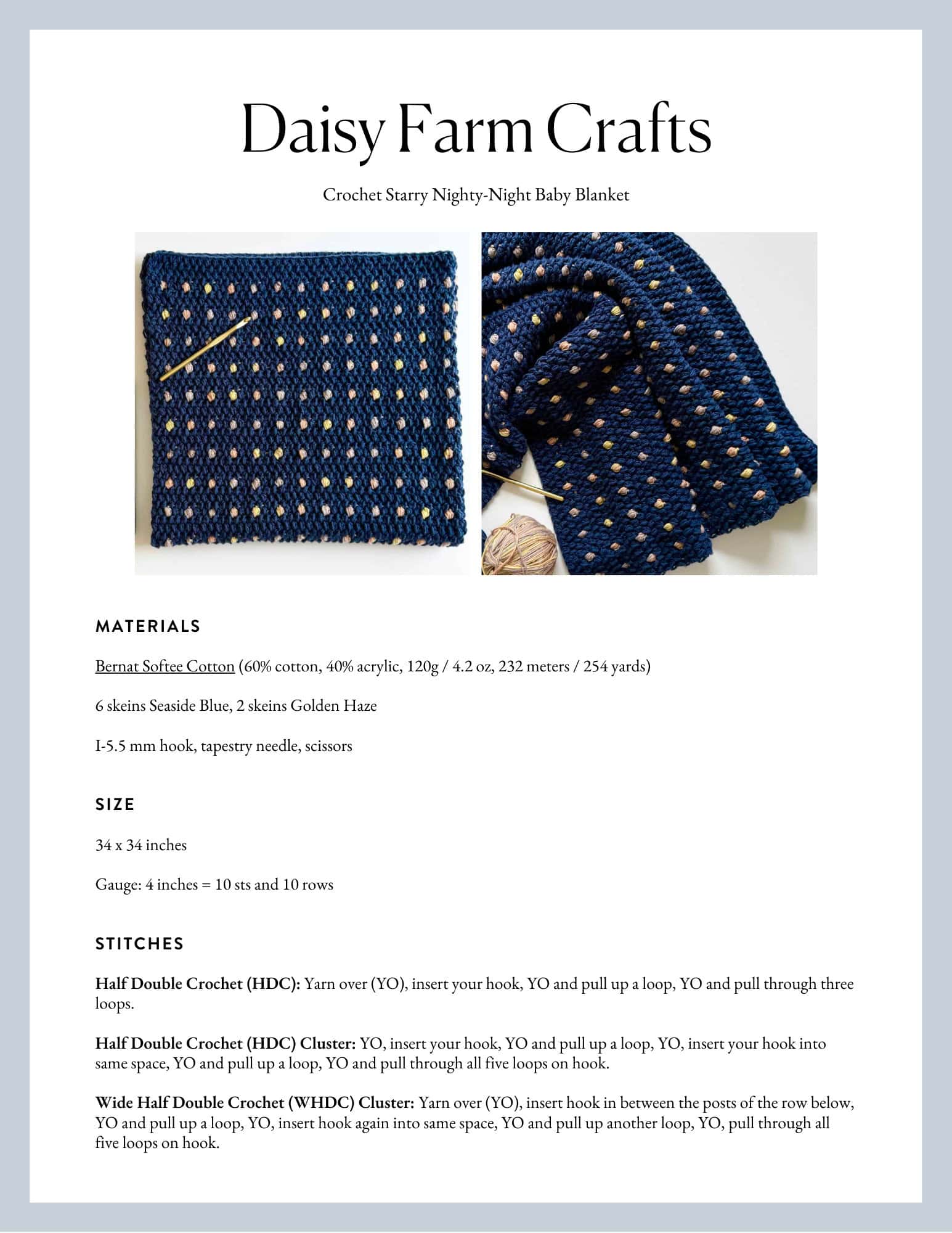 Crochet Starry Nighty-Night Baby Blanket - Daisy Farm Crafts