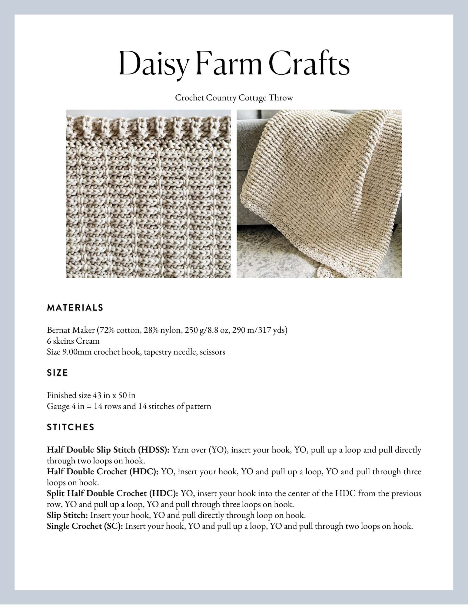 Crochet Country Cottage Throw - Daisy Farm Crafts