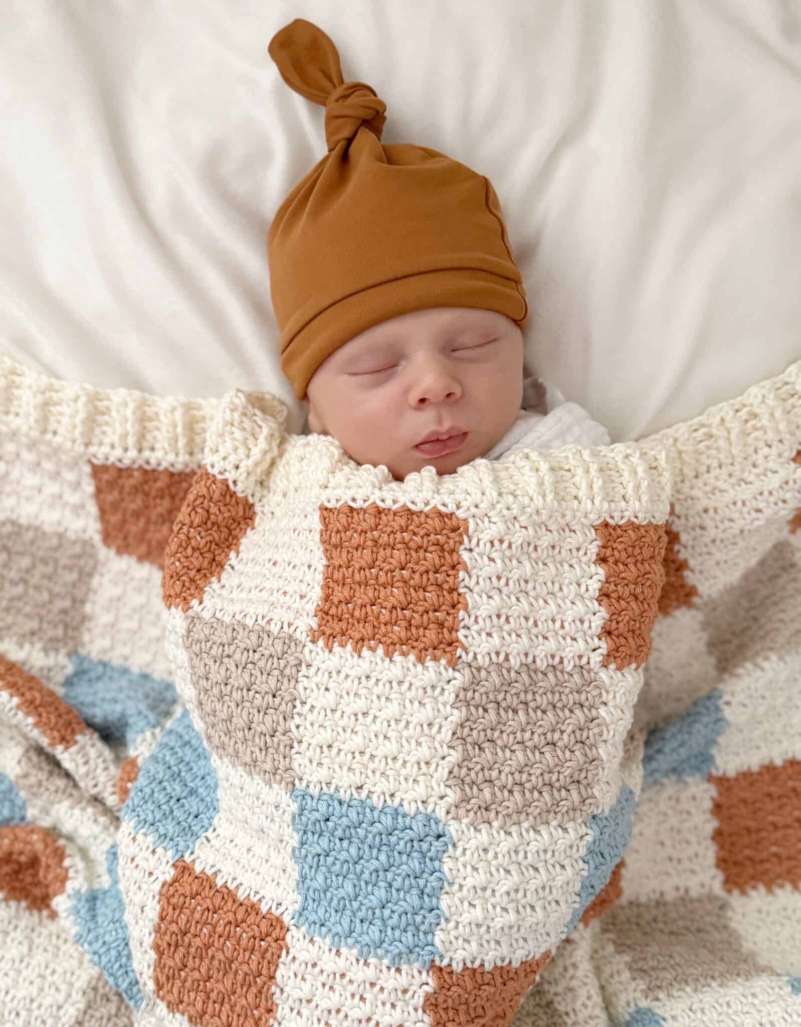 Crochet Multi-Colored Checkerboard Baby Blanket - Daisy Farm Crafts