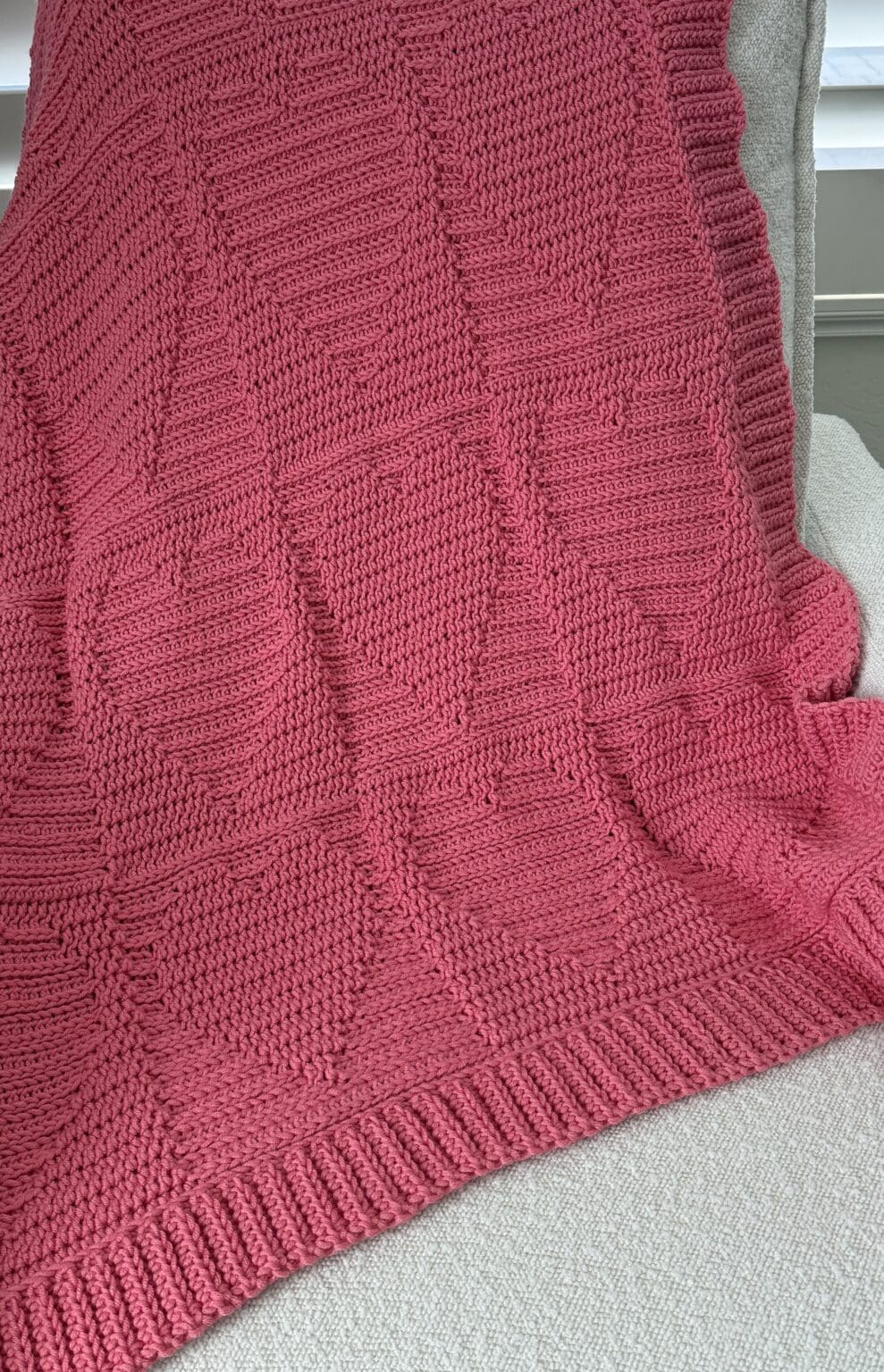 Crochet Textured Inverse Hearts Blanket - Daisy Farm Crafts