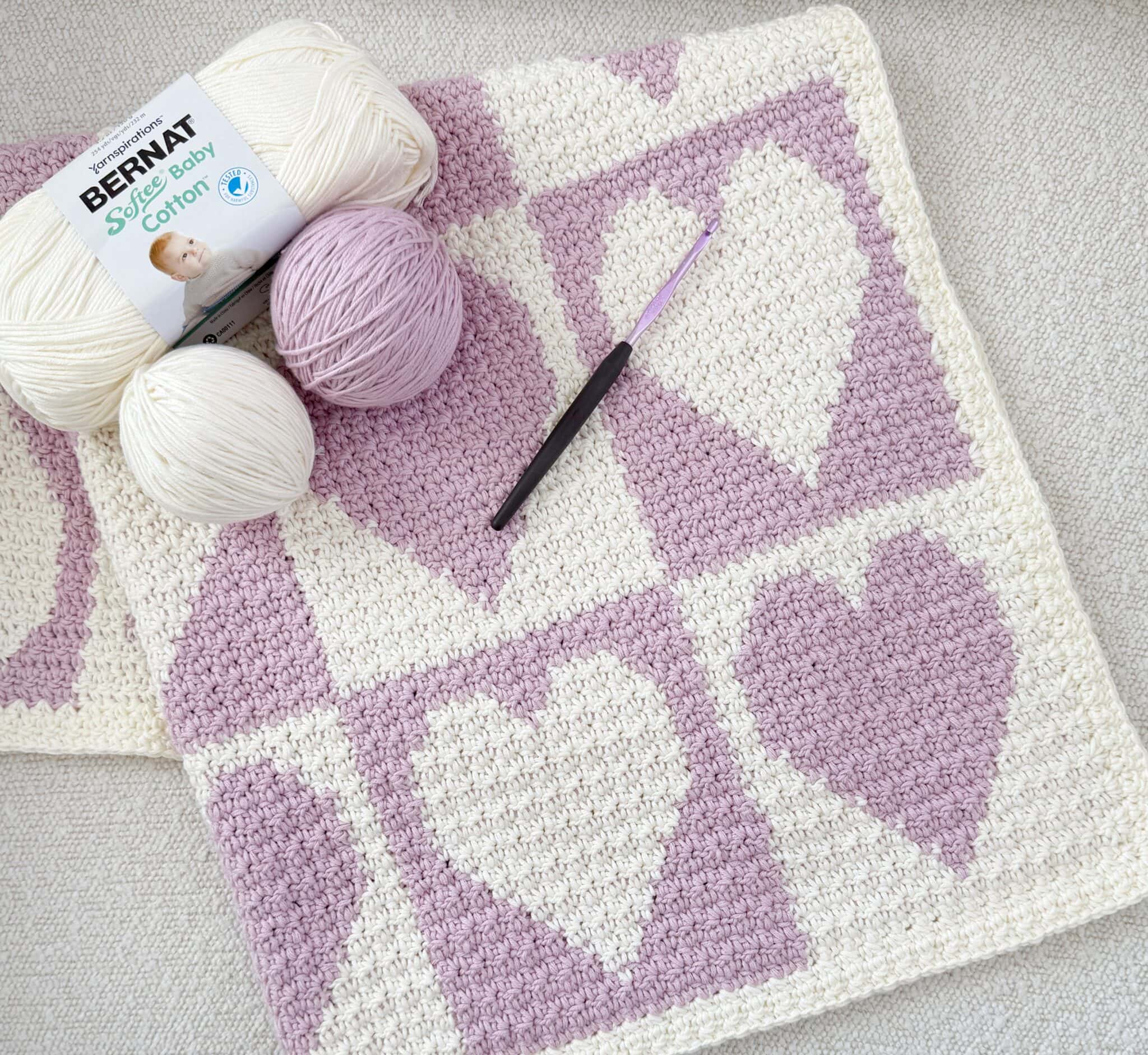 Crochet Inverse Hearts Baby Blanket - Daisy Farm Crafts