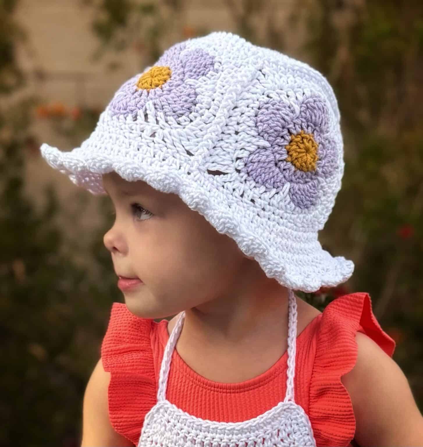 Crochet Field of Daisies Sun Hat - Daisy Farm Crafts