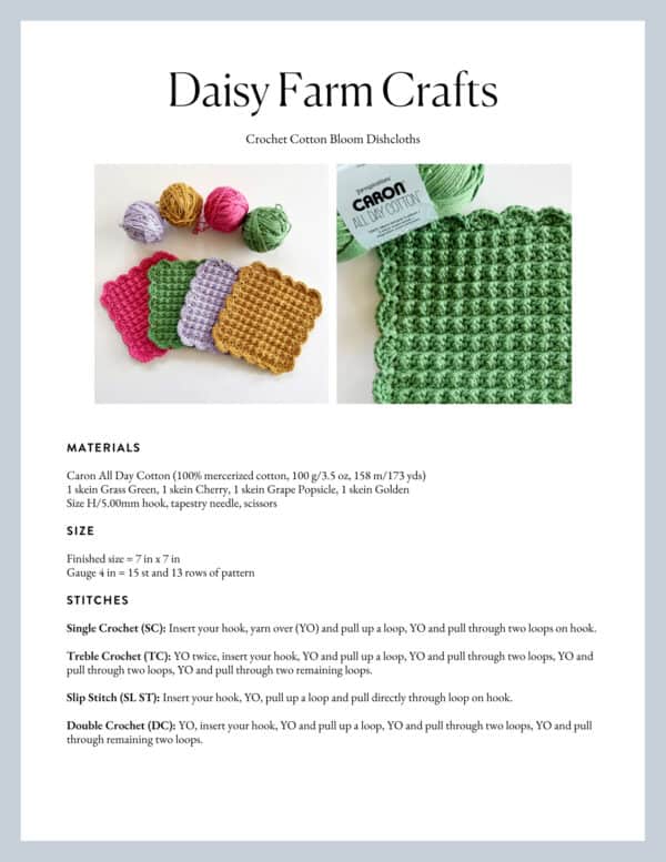 Crochet Cotton Bloom Dishcloths - Daisy Farm Crafts