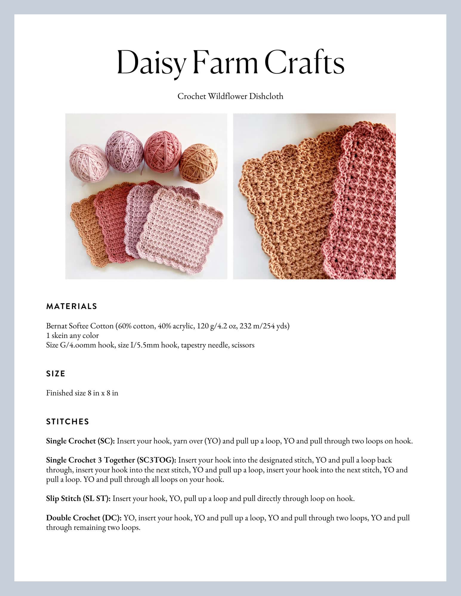 Crochet Wildflower Dishcloth - Daisy Farm Crafts